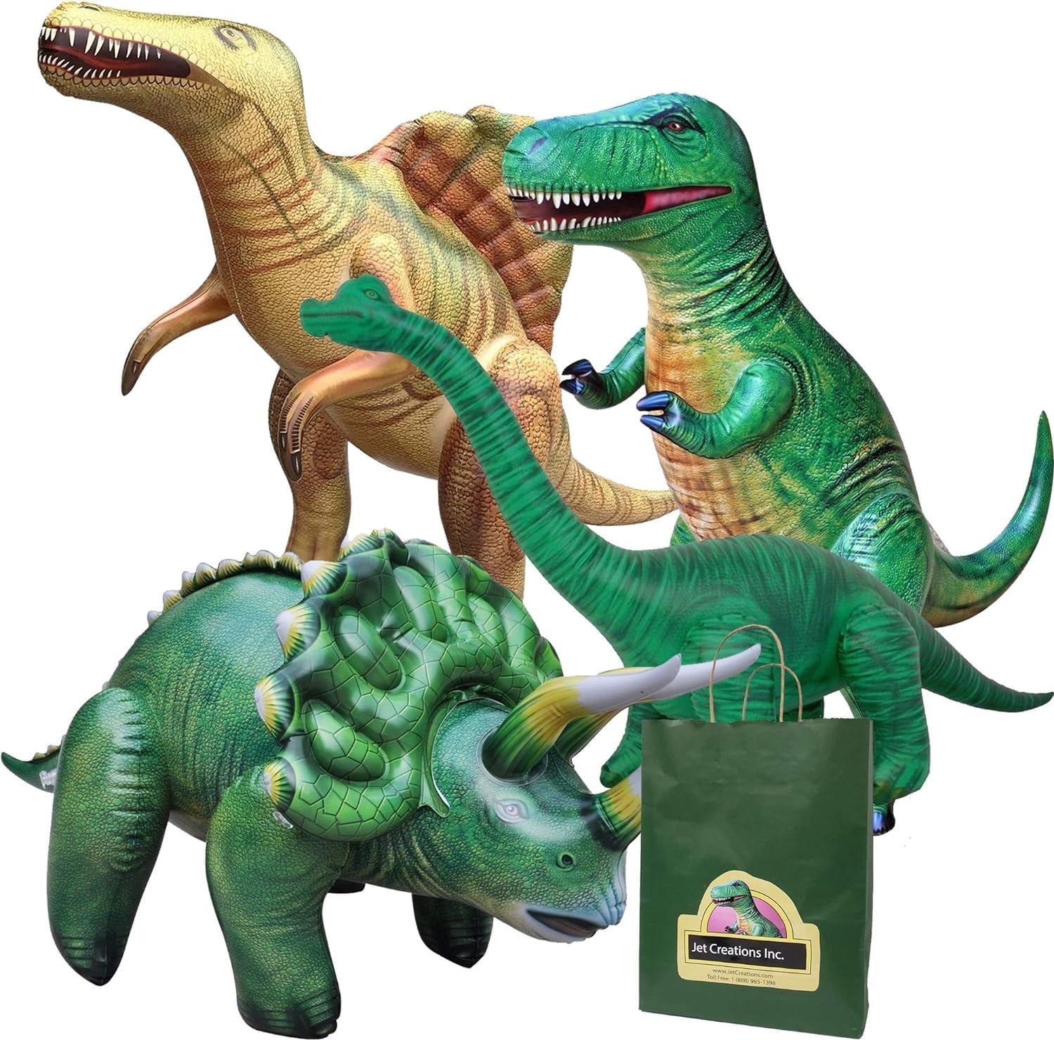 Jet Creations 4-pk Inflatable Dinosaurs Combo, T-rex Brachiosaurus ...