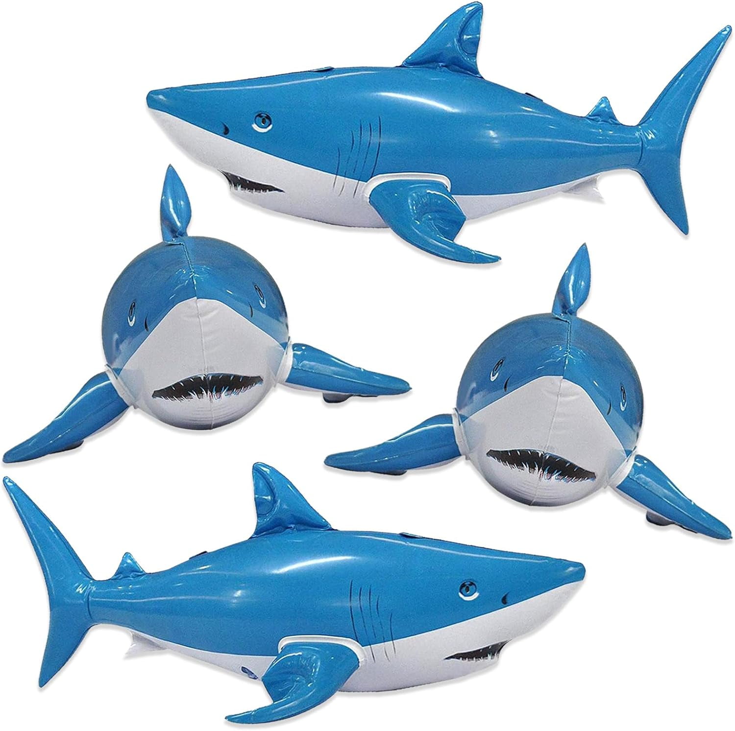 Jet Creations Inflatable Animals 4-pack, 24 inch Long Shark, Pool Party ...