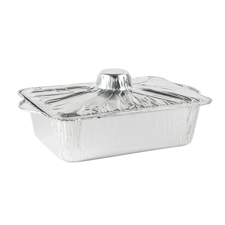 Jet Foil Disposable Aluminum 5 LB Small Rectangle Pots With Lids Combo ...