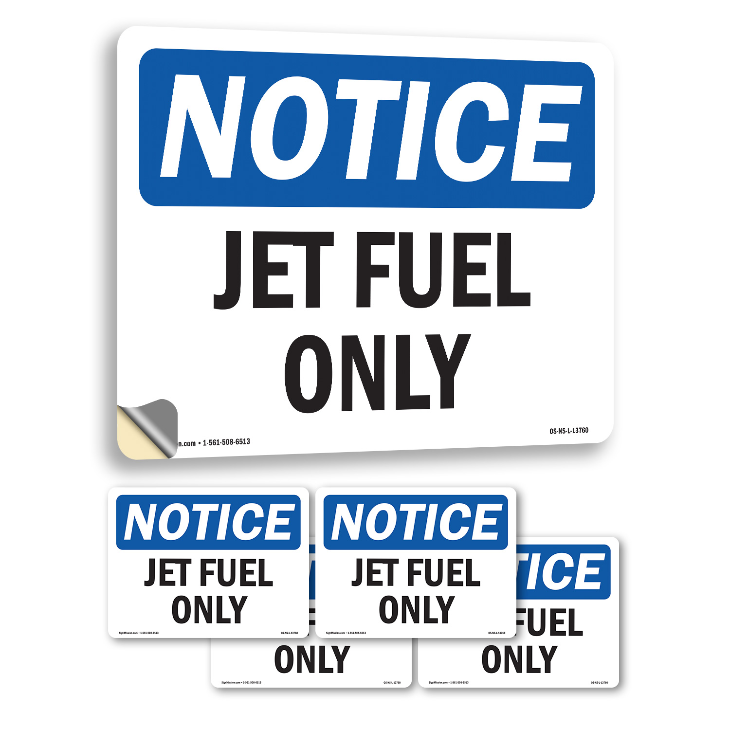 Jet Fuel Only OSHA Notice Vinyl Decal Label 10 Inch x 7 Inch - 5 Pack ...
