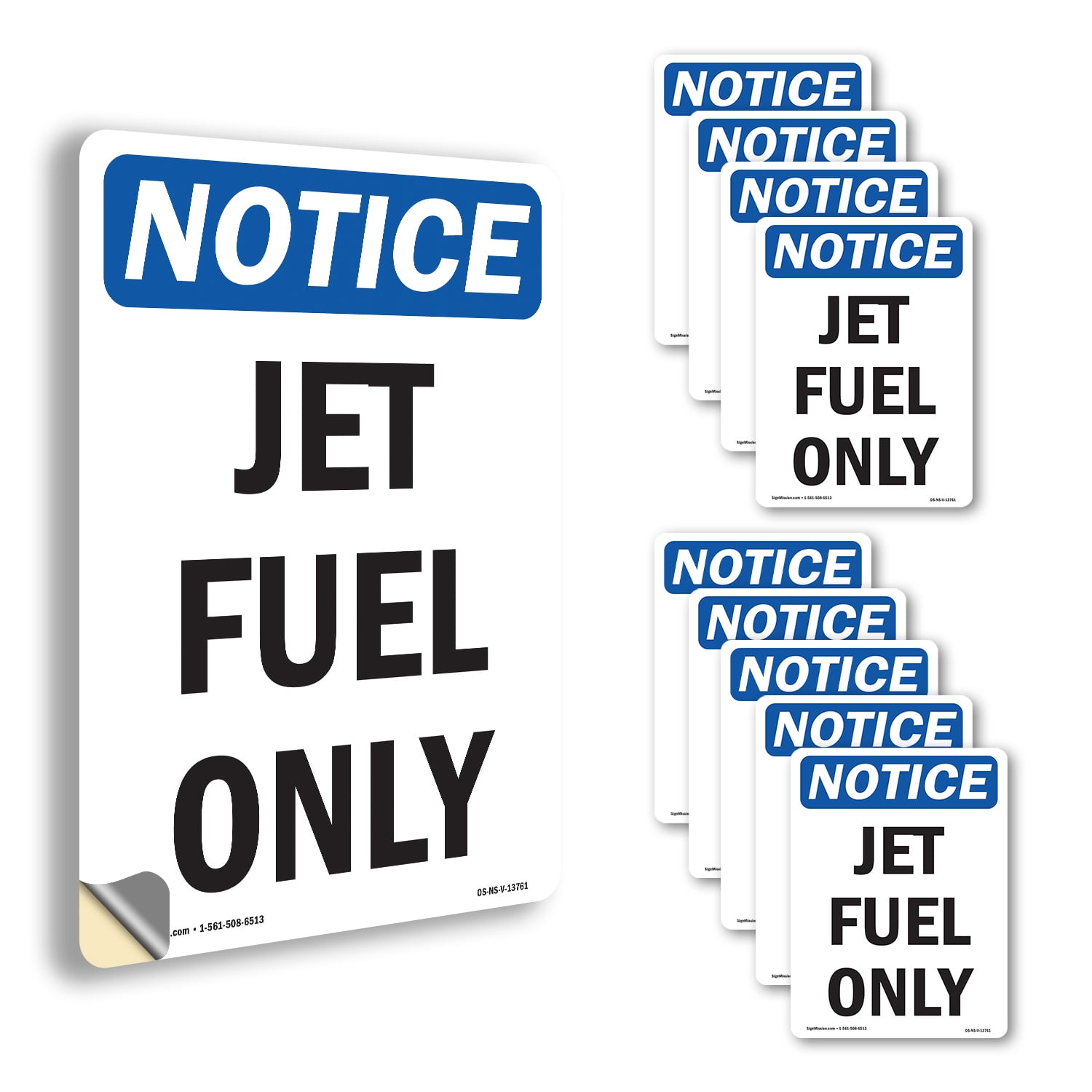 Jet Fuel Only OSHA Notice Vinyl Decal Label 5 Inch x 3.5 Inch - 10 Pack ...