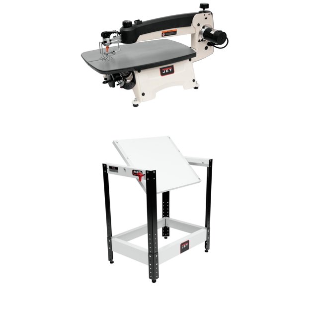 Jet Jwss-22B Scroll Saw 22In With Foot Switch And Flip Top Stand Bundle ...