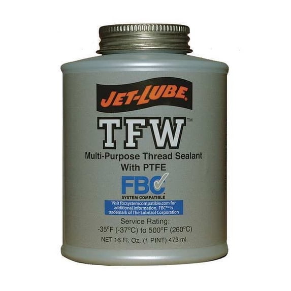 Jet-Lube Pipe Thread Sealant 16 fl oz, Brush-Top Can, TFW, White, Paste ...