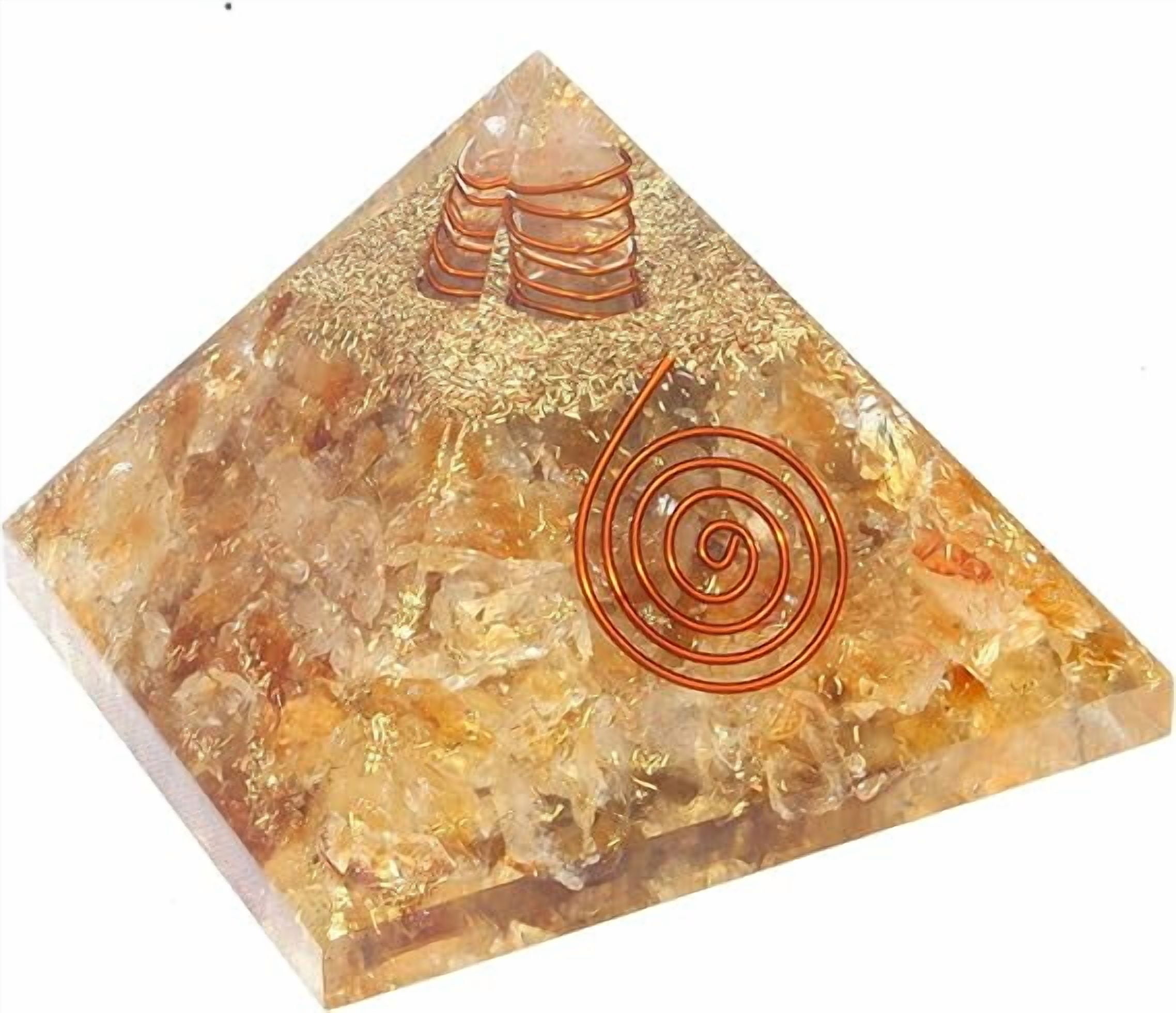 Jet Orgone Pyramid | Citrine Orgonite Pyramid for Wisdom, Wealth ...