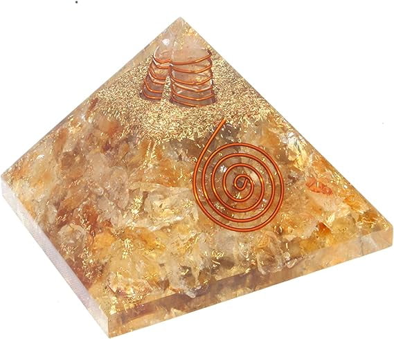 Jet Orgone Pyramid | Citrine Orgonite Pyramid for Wisdom, Wealth ...