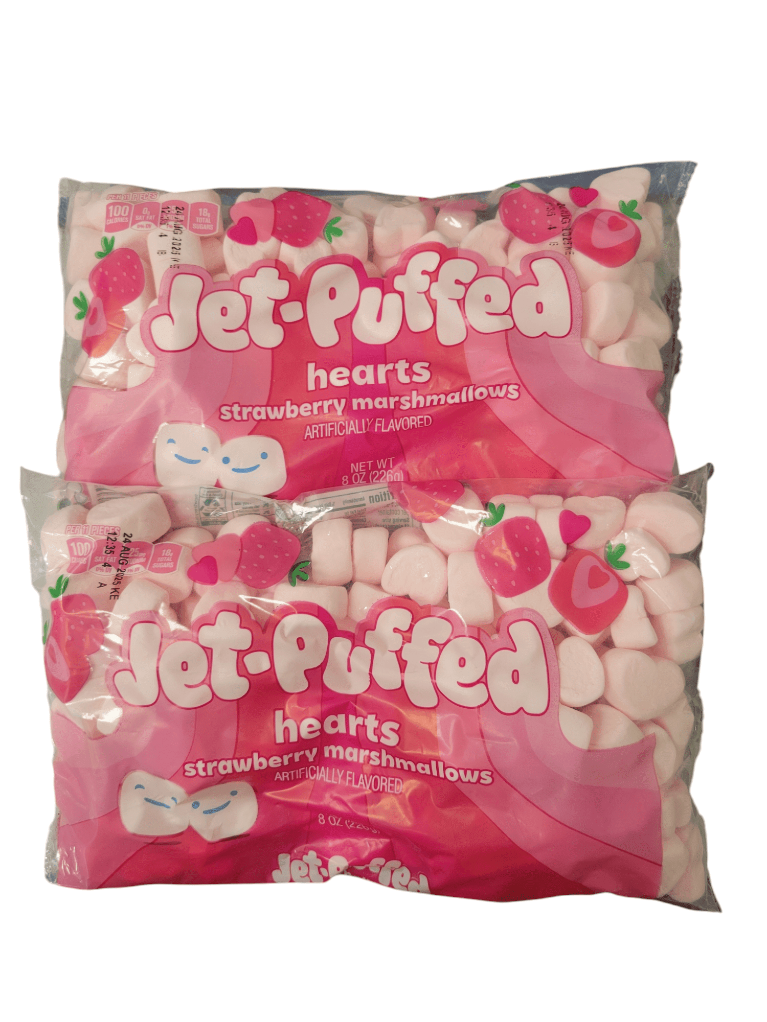Jet-Puffed Hearts Strawberry Marshmallows 8oz bag - 2 pack - Walmart.com