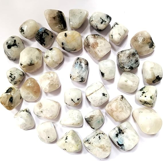 Jet International White Moonstone Tumbled Stone, 100 Grams Approx. 0.75 ...