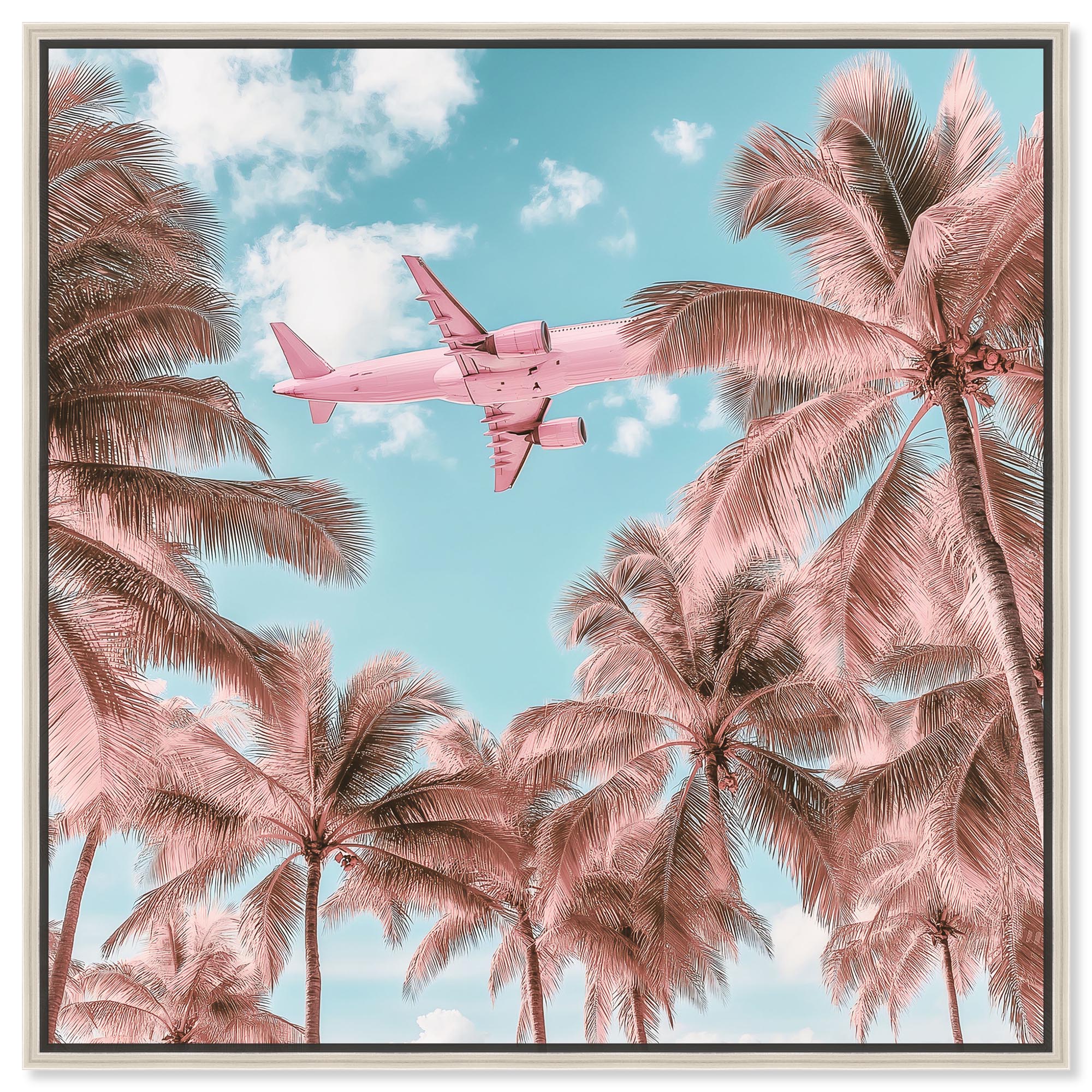 Jet Set to Paradise Canvas Glam Beach Art by Art Remedy, Silver Frame, 16" x 16" - Walmart.com