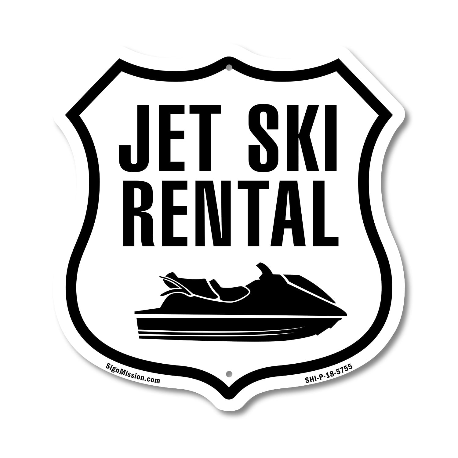 Jet Ski Rental (5 Pack) 12 inch X 12 inch Shield-Shaped Rust-Free ...