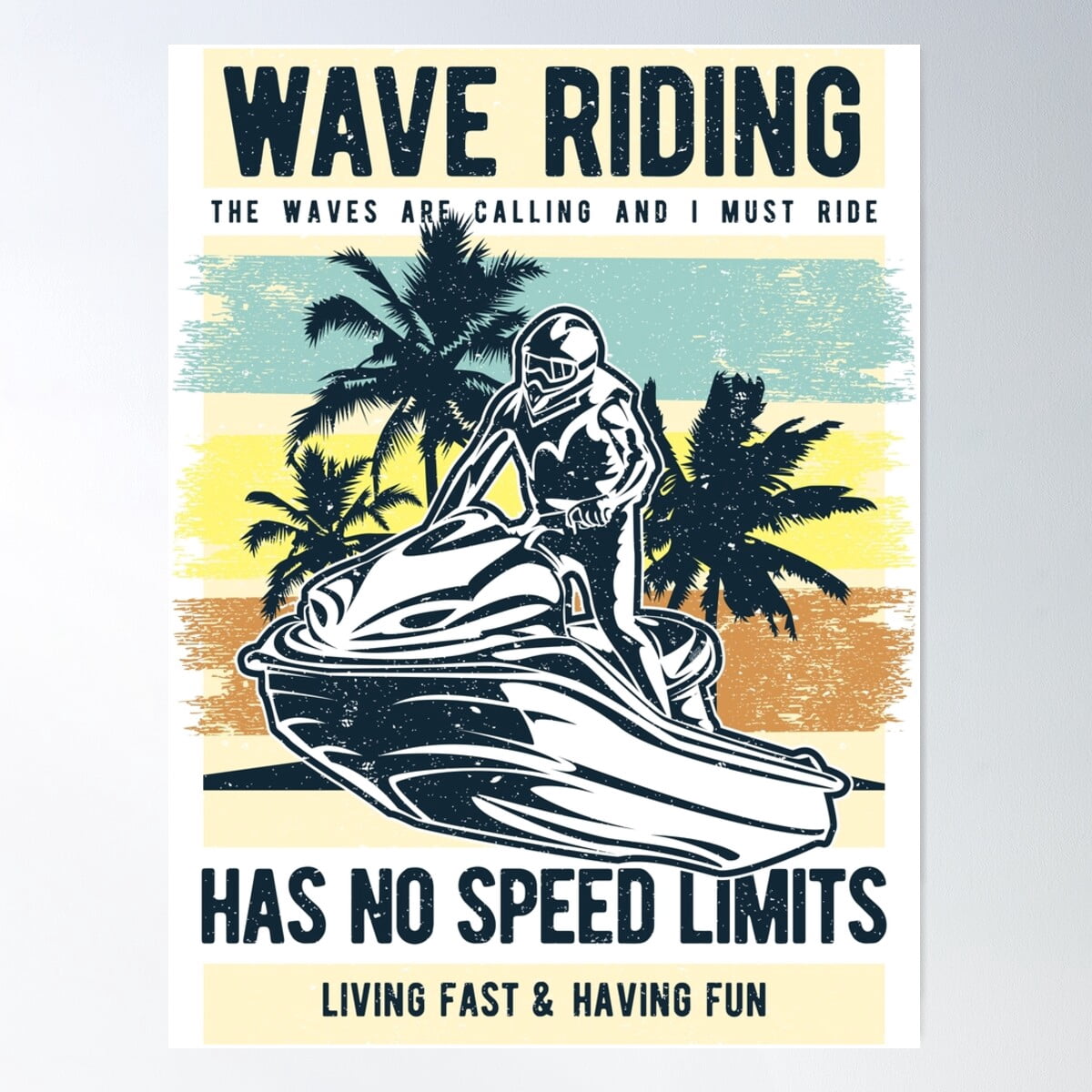 Jet Ski Wave Riding Pwc Poster Wall Art, Modern Wall Decor For Living ...