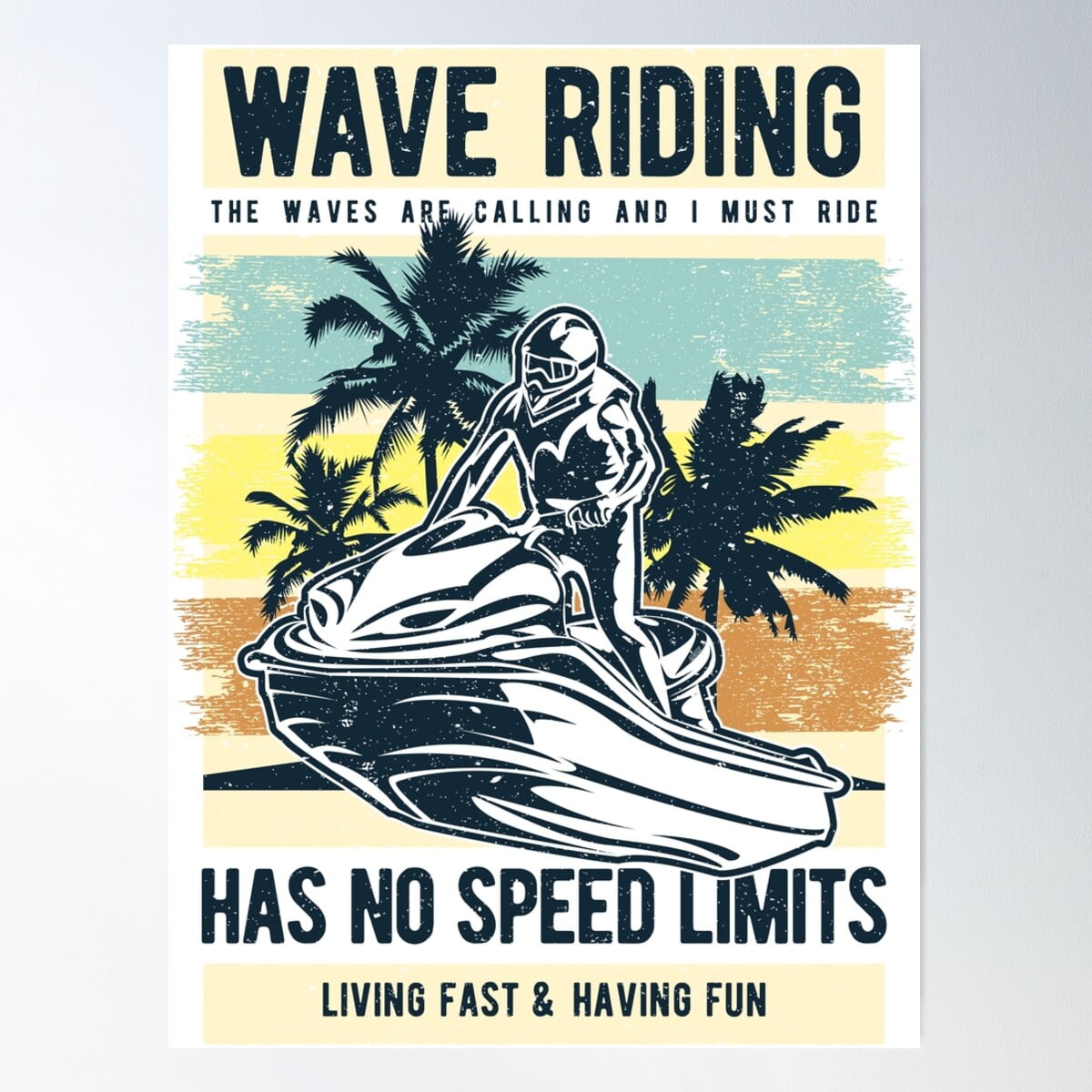 Jet Ski Wave Riding Pwc Poster Wall Art, Modern Wall Decor For Living ...