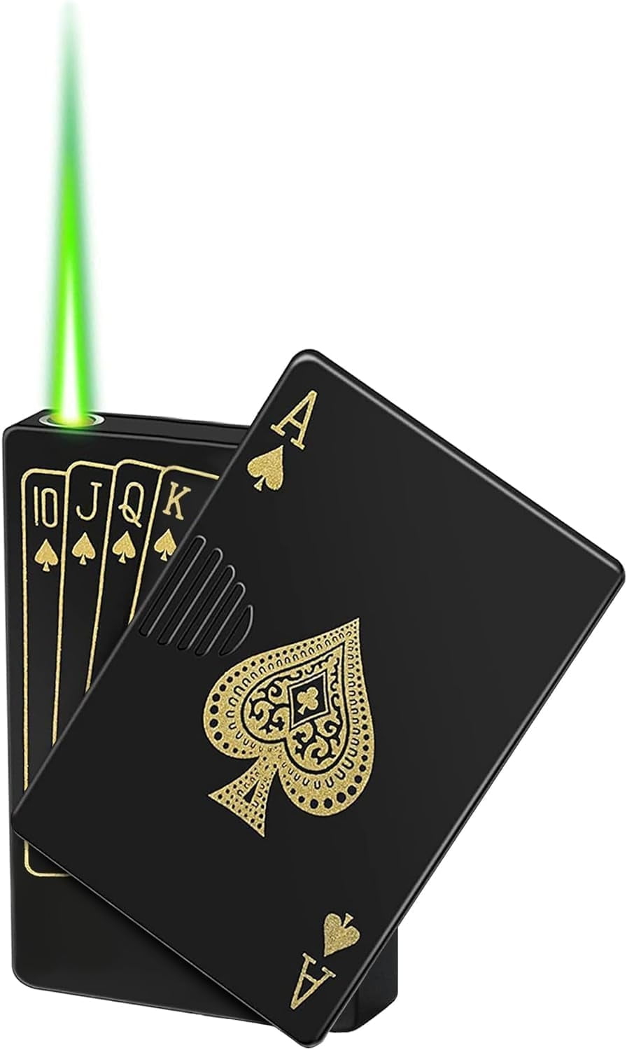 Jet Torch Lighter, Ace Card Green Flame Lighter, Metal Poker Design ...