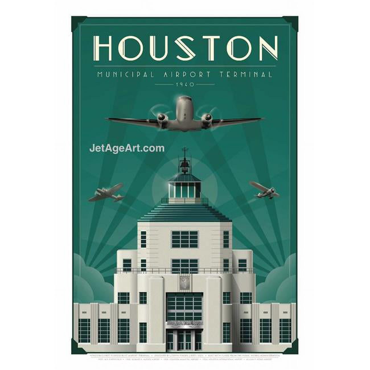 Jetage Aviation Art JA090 14 x 20 in. 1940 Poster Houston Air Terminal ...
