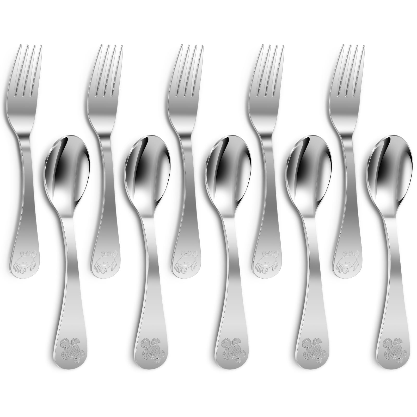 Jetcloudlive 10 Pieces Kids Silverware Set, Stainless Steel Toddler ...