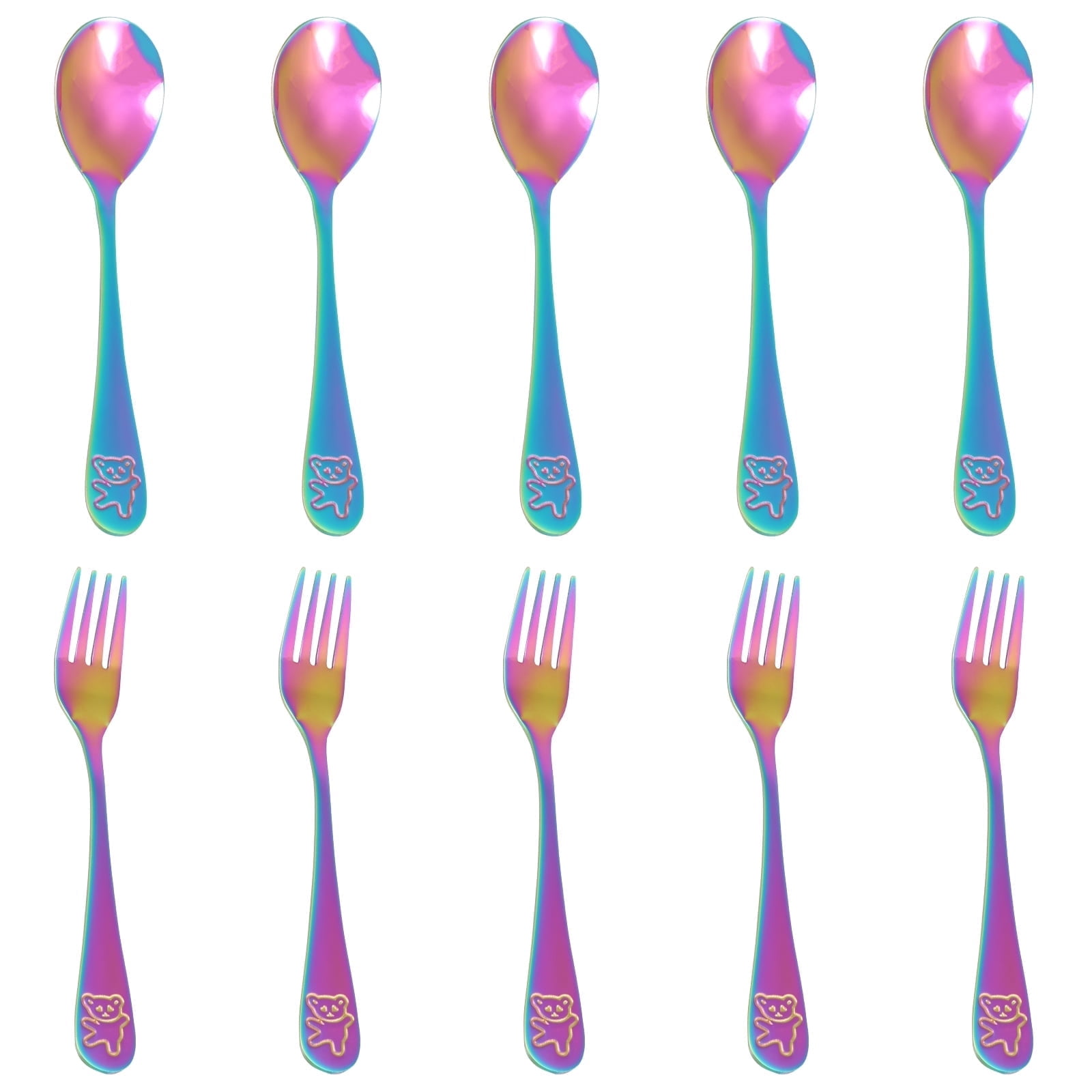 Jetcloudlive Kids Silverware Set, 10 Pieces Stainless Steel Flatware ...