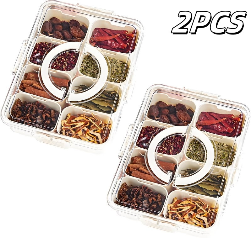 Jetcloudlive 2 PCS Divided Serving Tray with Lid and Handle Snackle Box ...