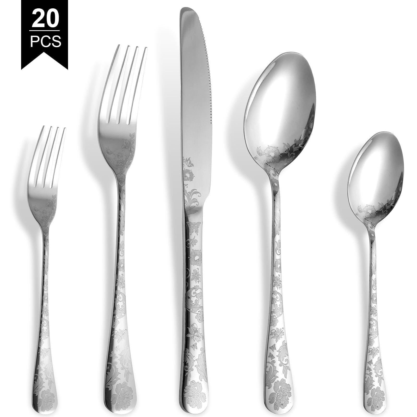Jetcloudlive 20 Piece Silverware Set Service for 4 Stainless Steel ...