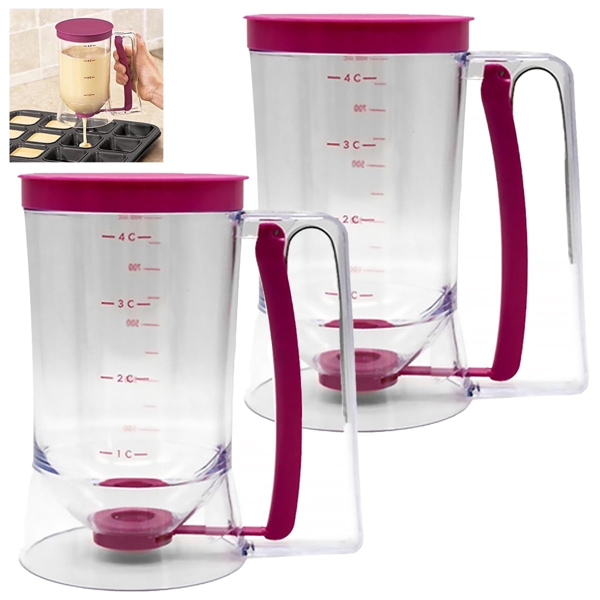 Jetcloudlive Batter Dispenser, 2PCS 900ML, ABS Silicone, Portion ...