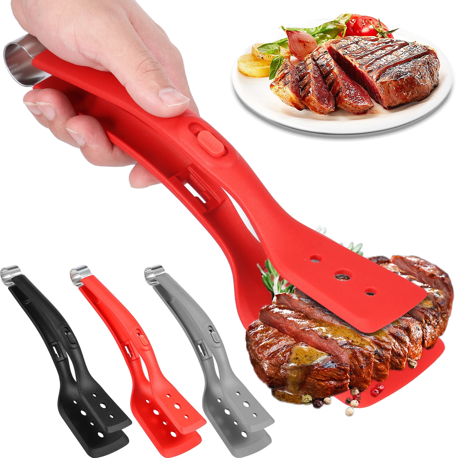 Jetcloudlive 3 Pcs Multipurpose 2 in 1 Silicone Clamp Spatulas and ...