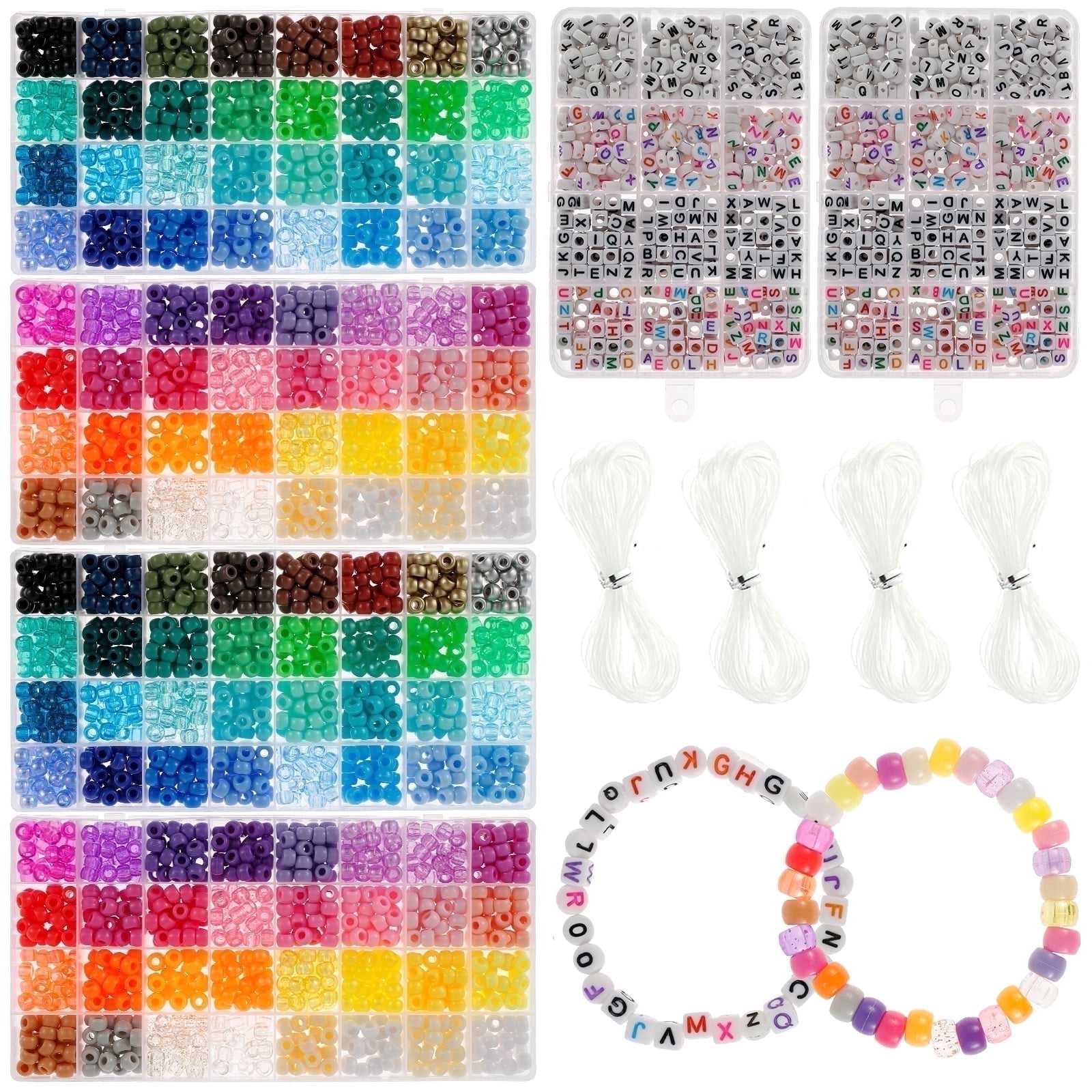 FVKRNYZ 3954Pcs Pony Beads Kit for Bracelet Making 64 Colors 9mm ...