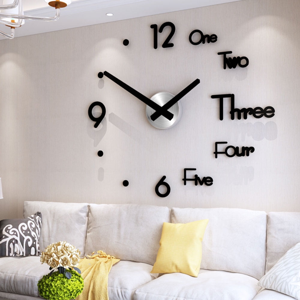 Jetcloudlive DIY Large Wall Clock, 3D Wall Sticker Clock for Living ...