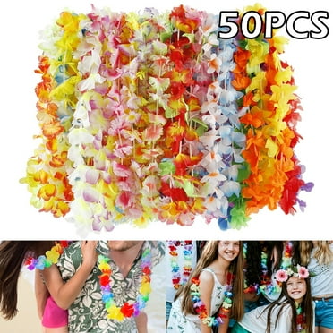 Tropical Sun Rainbow Summer Luau Dance Party Fabric Lei, Neon, 21", 25 ...