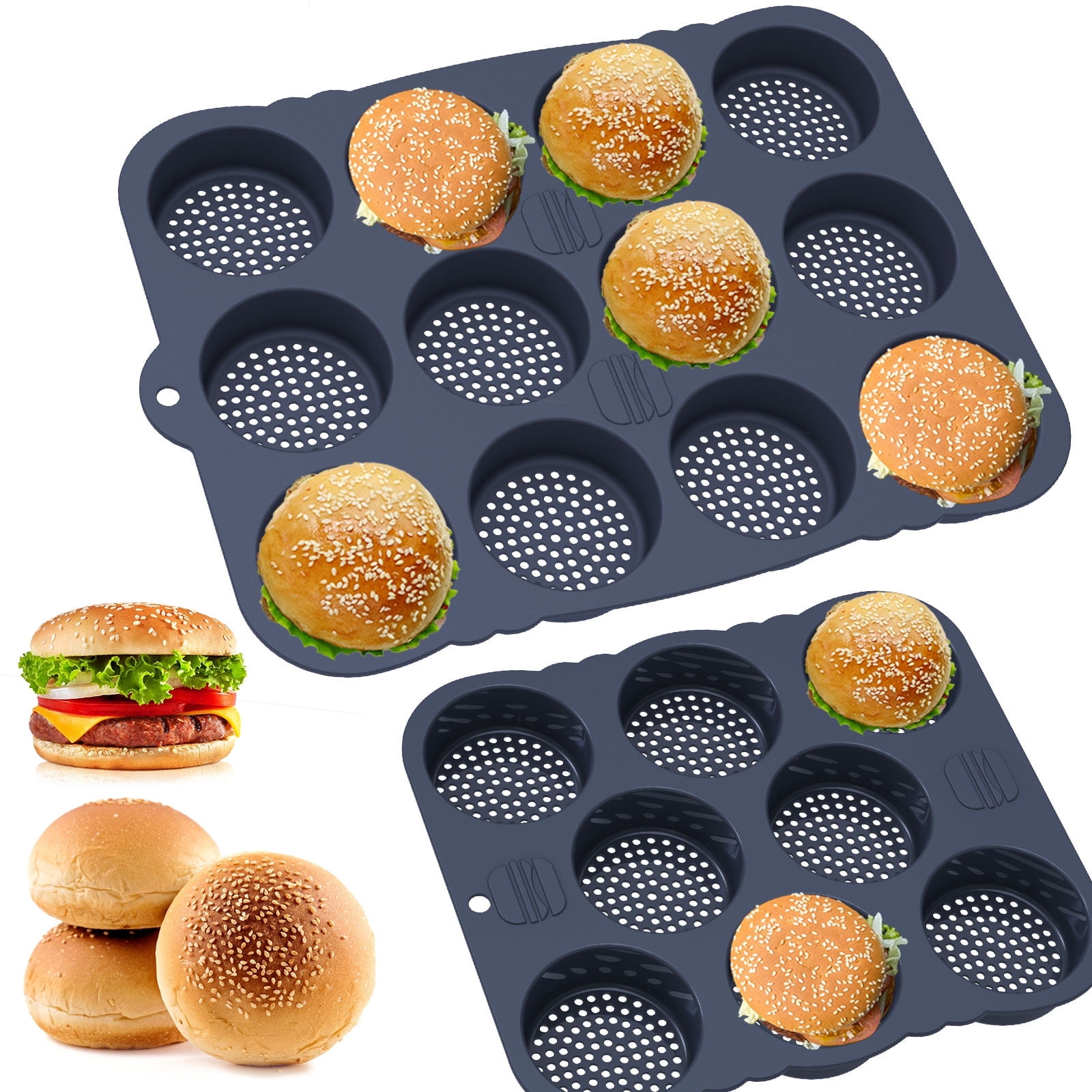 Hamburger Bun Pan 8/12 Cavity Reusable Non Stick Hamburger Bun Molds ...