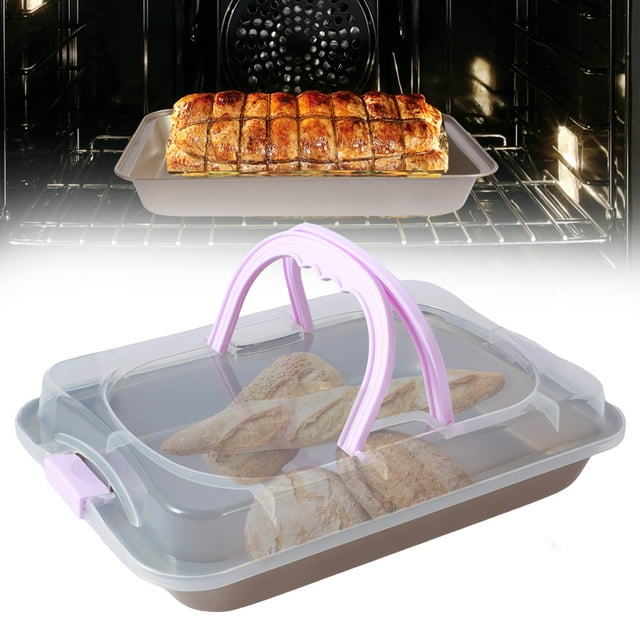 Jetcloudlive Baking Pan with Lid 10x14 Inch Rectangular Cake Pan with ...