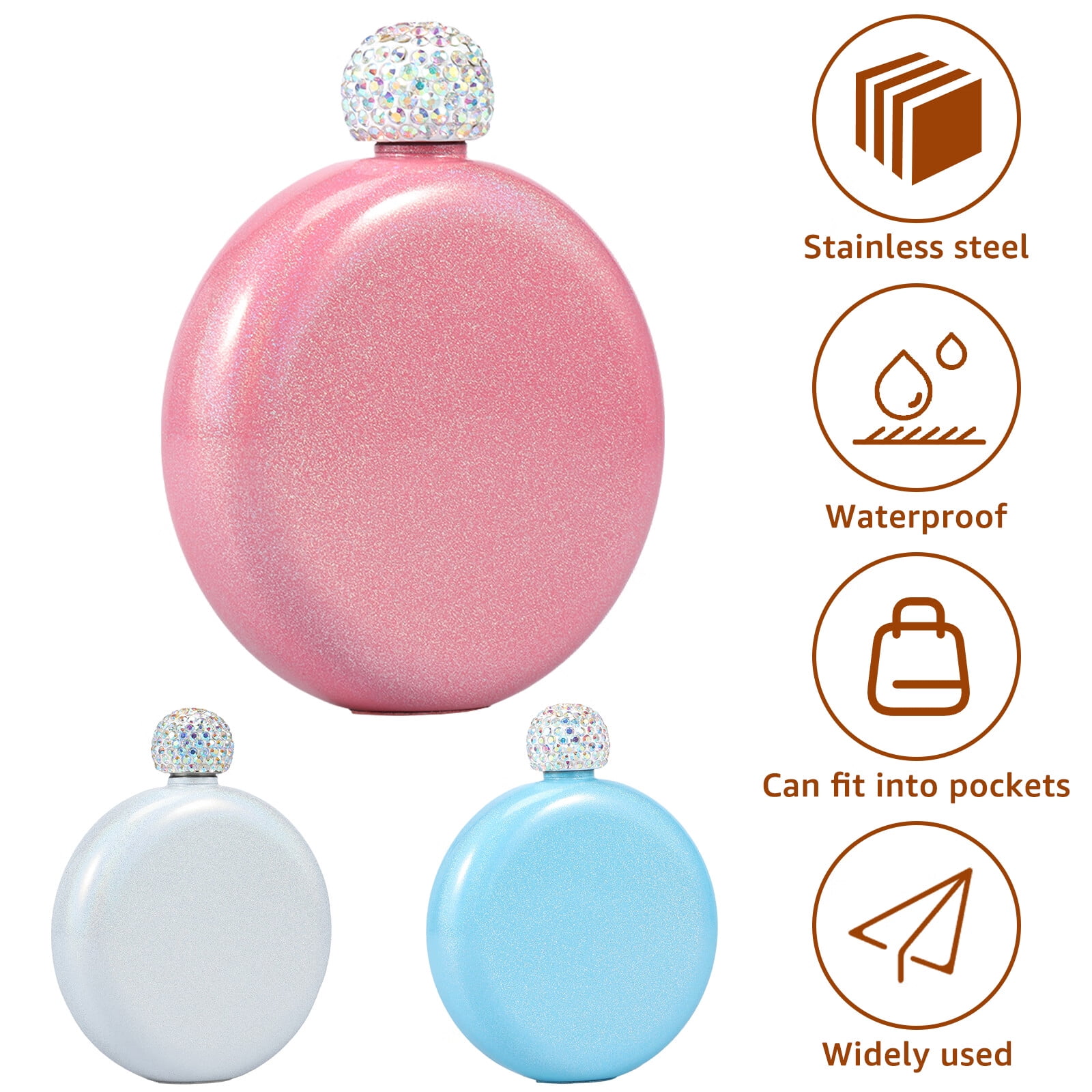 Jetcloudlive Booze Shot Flask for Women - AB Crystal Lid Creative 304 ...