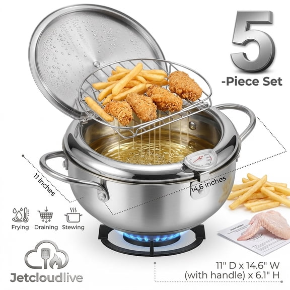 Japanese Tempura Deep Fryer Pots with Thermometers for Home Cooking