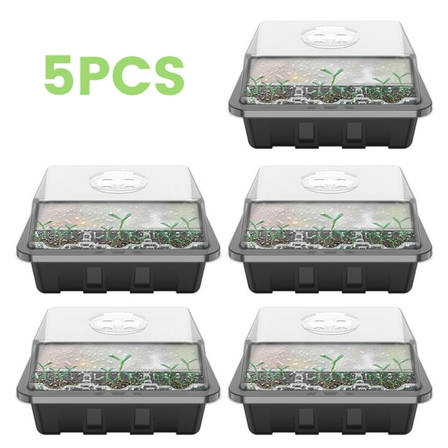 Jetcloudlive Garden 5Pcs 12 Holes Seed Tray Seedling Starter Trays Grow ...