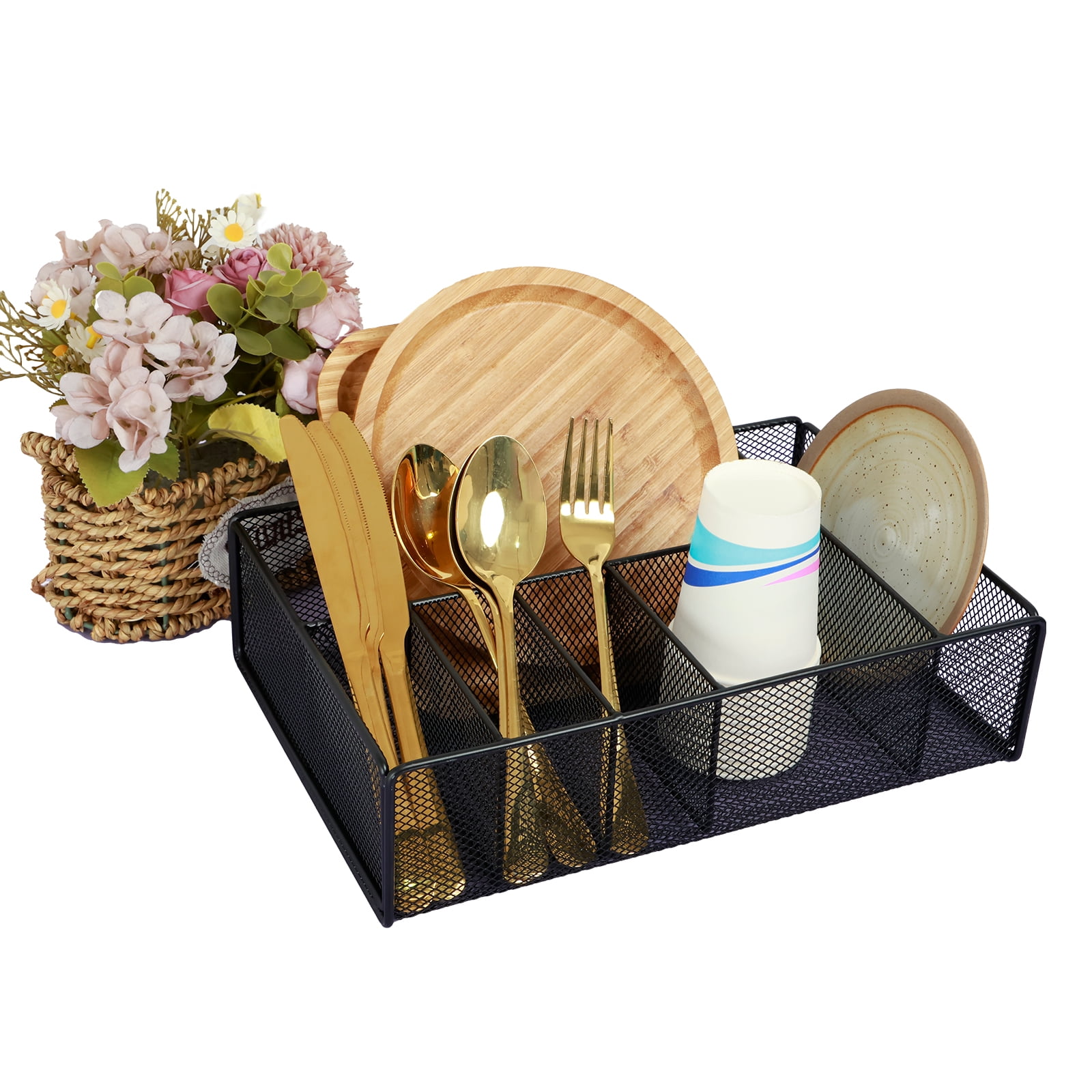 Jetcloudlive Paper Plate Organizer for Countertop Metal Paper Plate ...