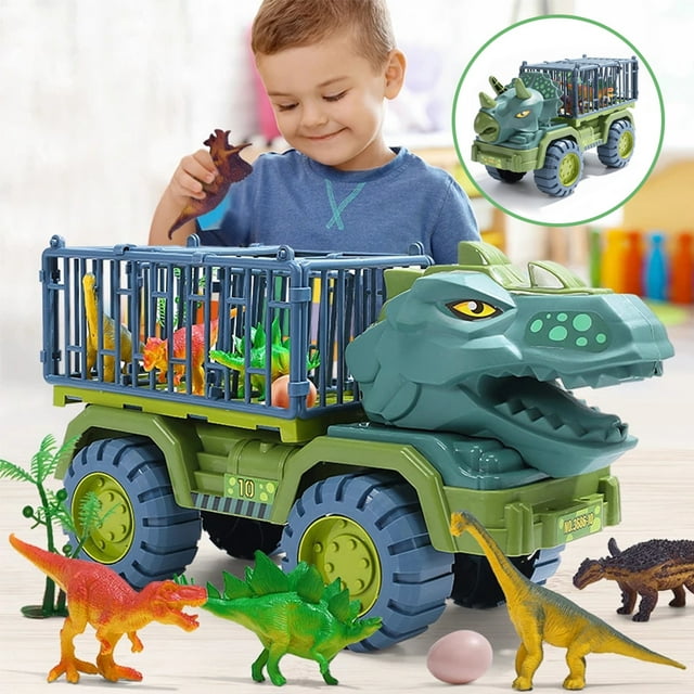 Jetcloudlive Toy Truck, 3 Year Old Dinosaur Playset, Transporter Car ...