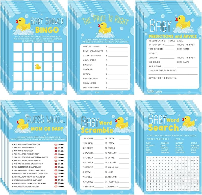 Jetec 302 Pcs Butterfly Theme Baby Shower Games - 6 Games, 50 Sheets ...