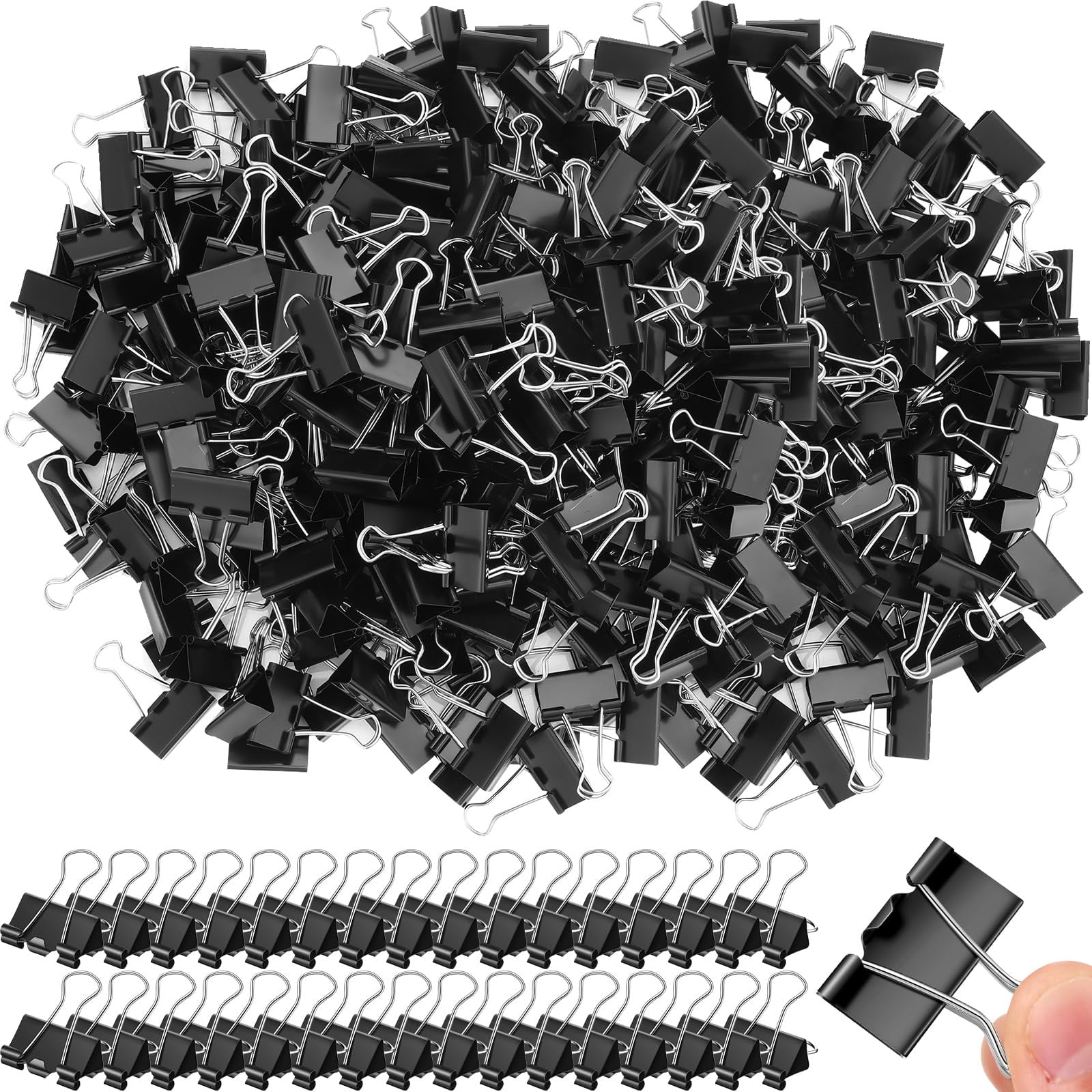 Jetec 500 Pieces Binder Clips Medium Paper Clamps Metal Paper Clips for ...