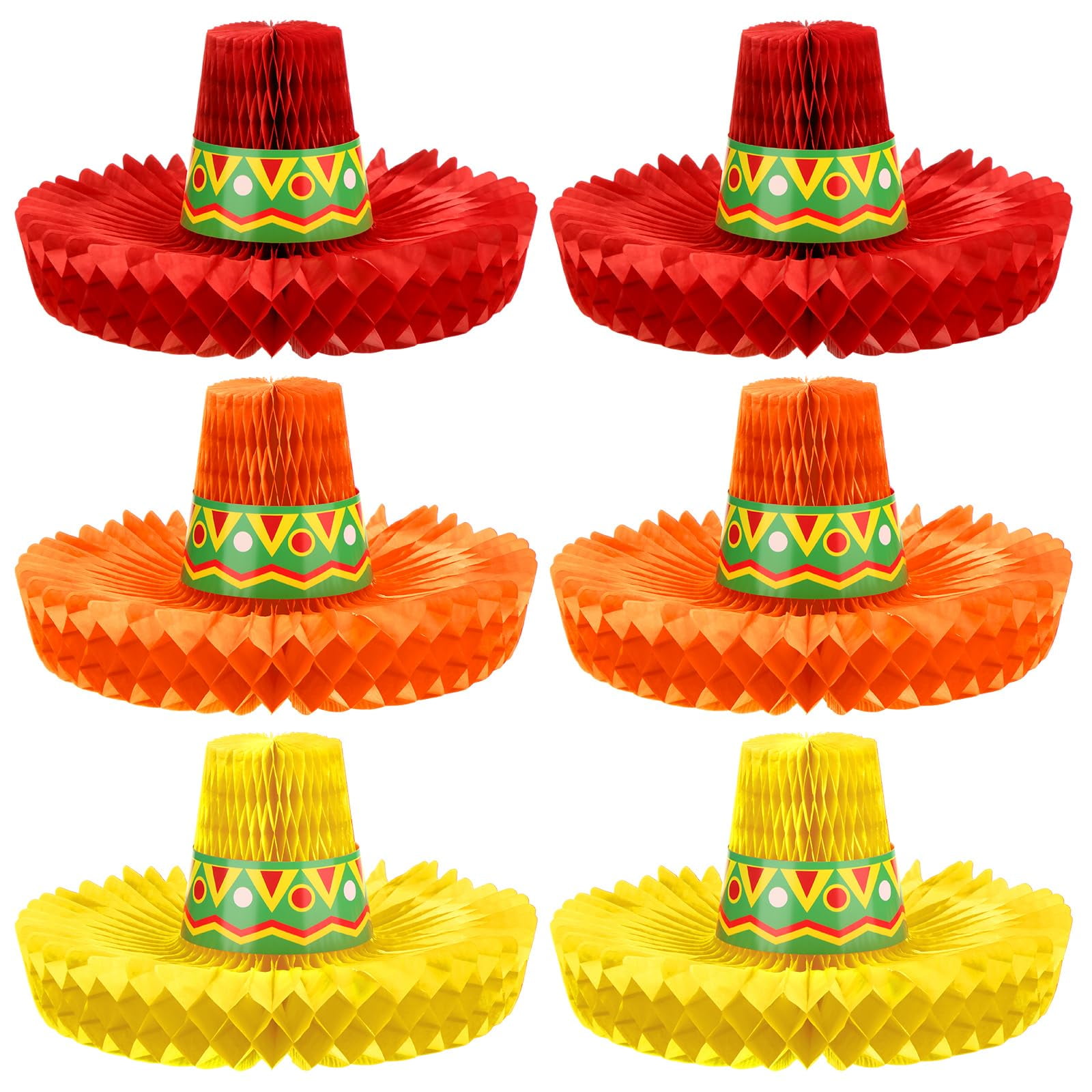 Jetec 6 Pcs Sombrero Party Hats Honeycomb Fiesta Mexican Party Table ...