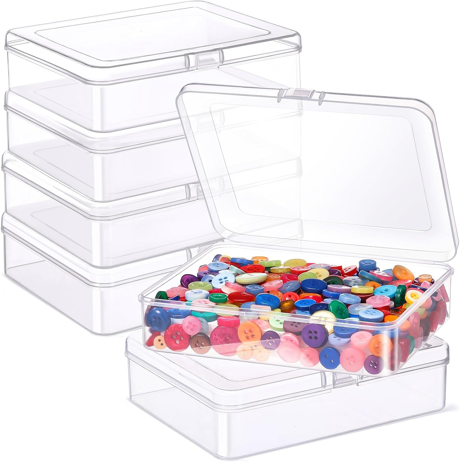 Jetec 6 Pieces Mini Plastic Clear Beads Storage Containers Box for ...