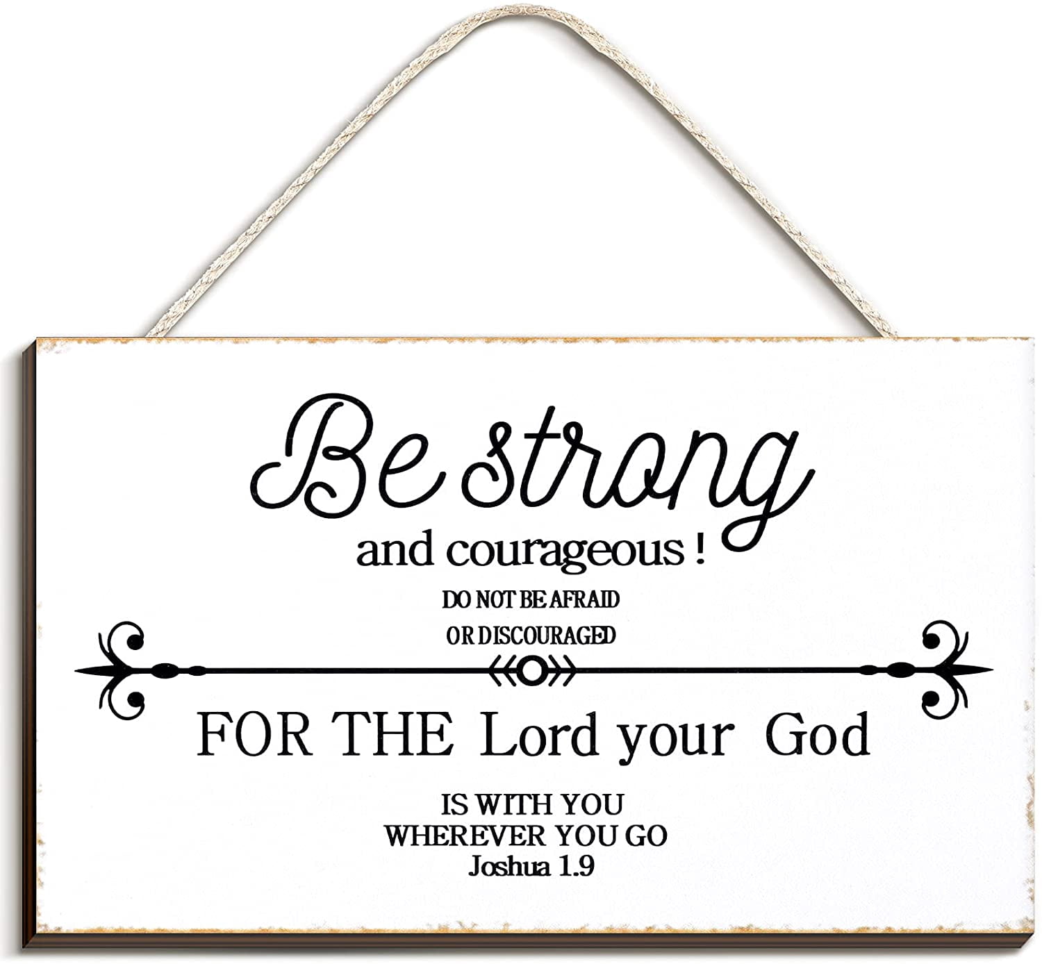 Jetec Bible Verse Sign Farmhouse Style Wall Decor Be Strong And ...