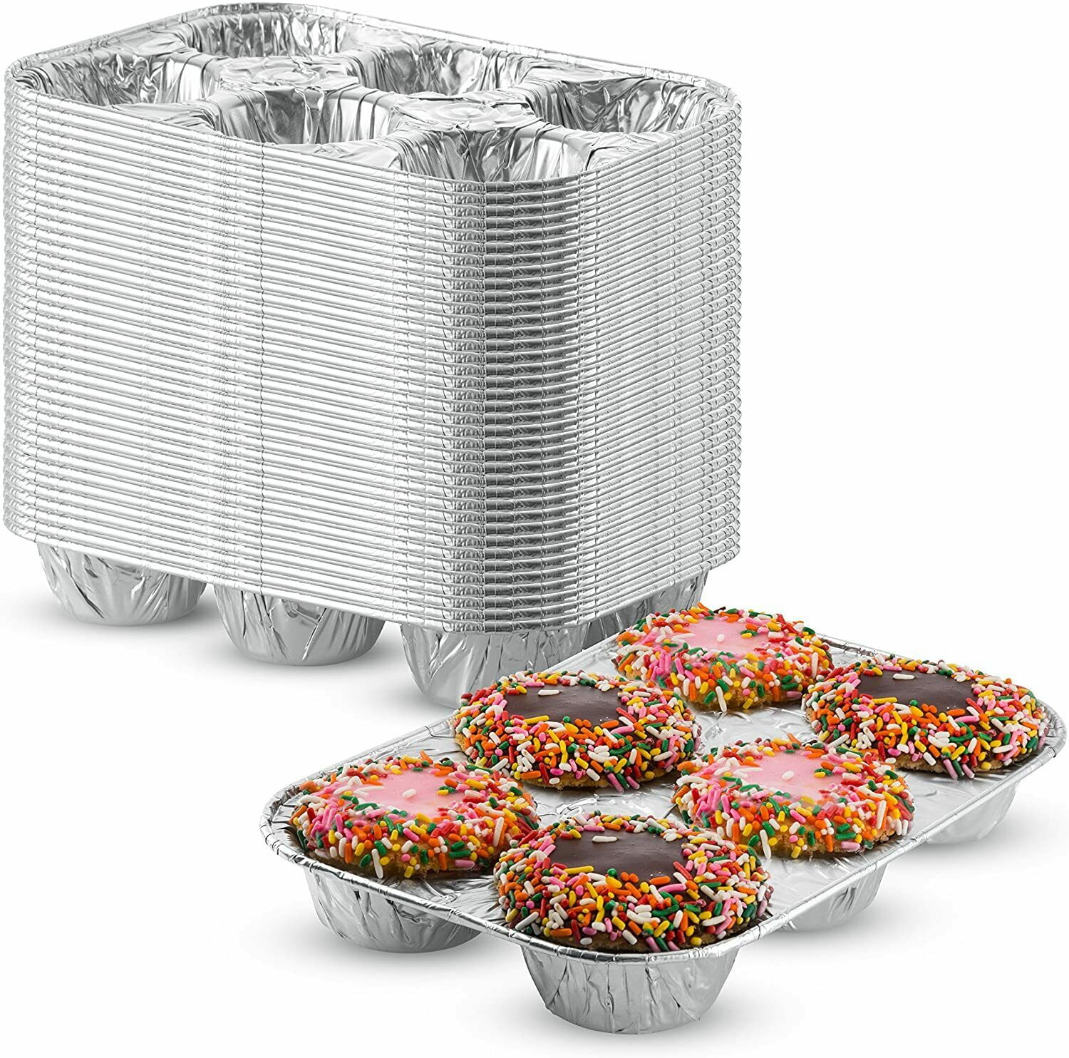 Jetfoil 6-Cup Aluminum Tin Foil Baking Tray, Disposable & Reusable ...