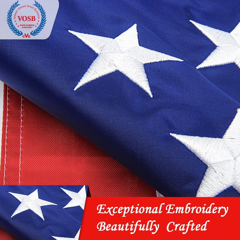 Jetlifee - 2x3 Ft US Flag 300D Polyester American Flag - Embroidered ...