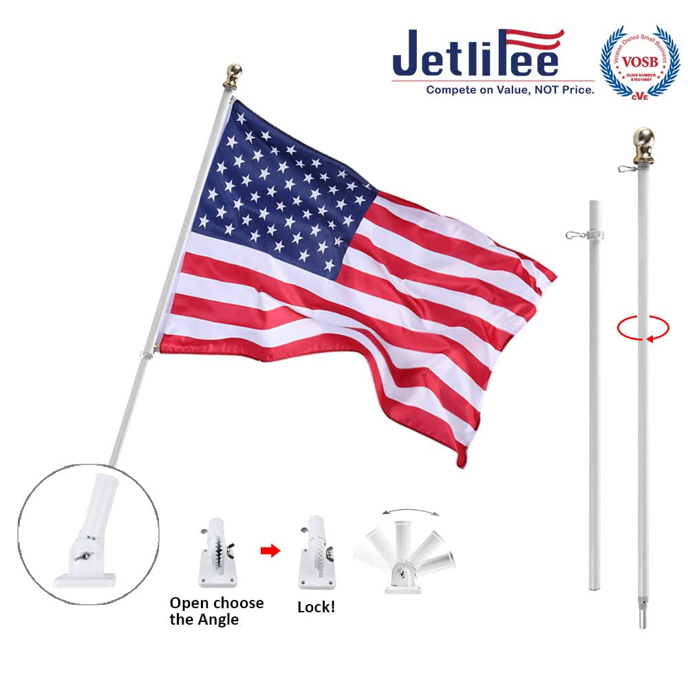 Jetlifee 6Ft Flag Pole with Pole Bracket 6 Ft White 360 Degrees ...