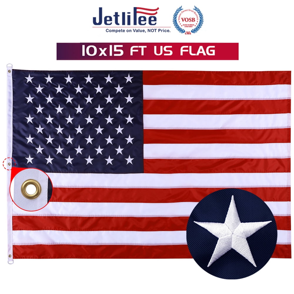 Jetlifee American Flag US Flag Embroidered Stars Sewn Stripes Grommets ...