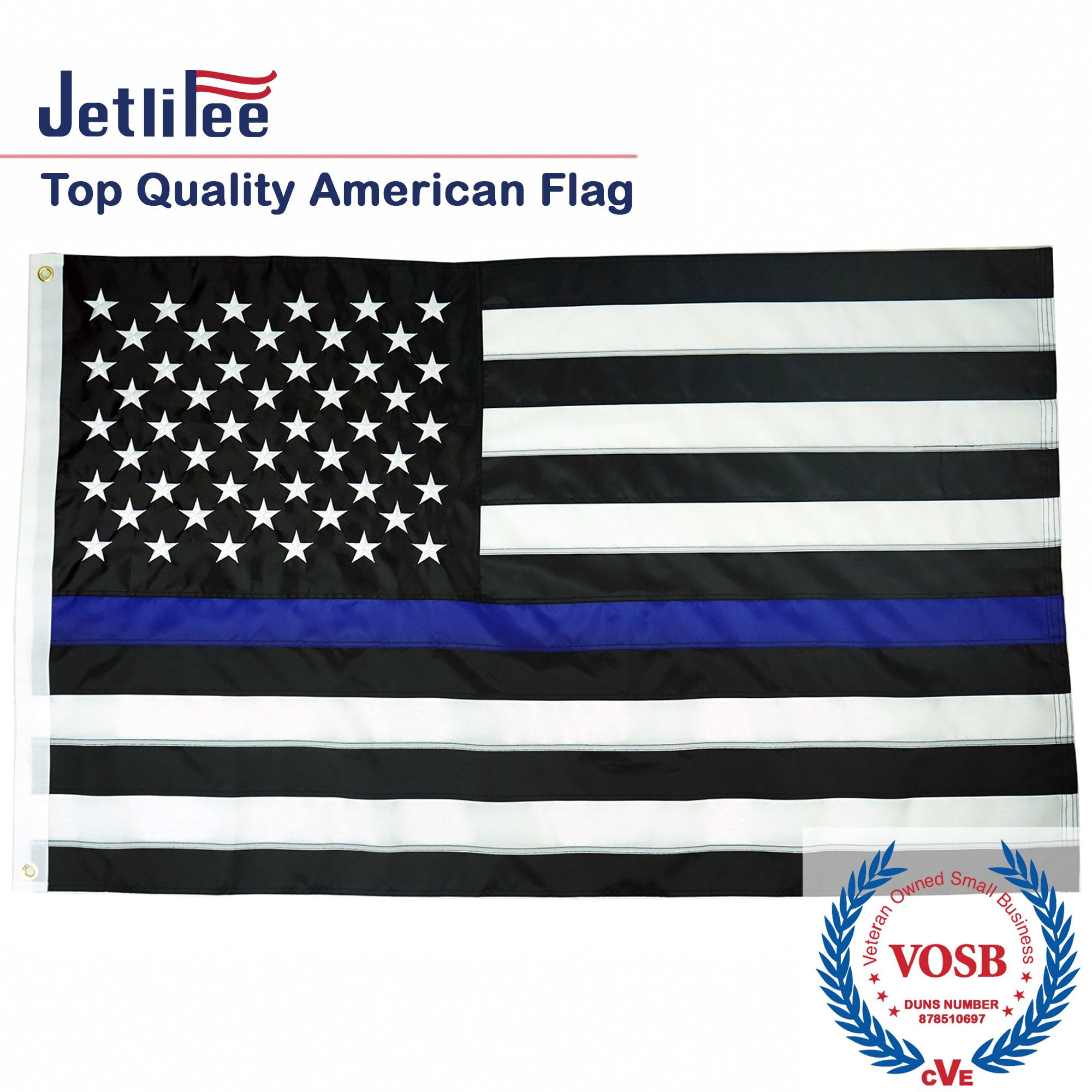 Jetlifee Thin Blue Line Flag 3x5 ft - Embroidered Stars, Sewn Stripes ...