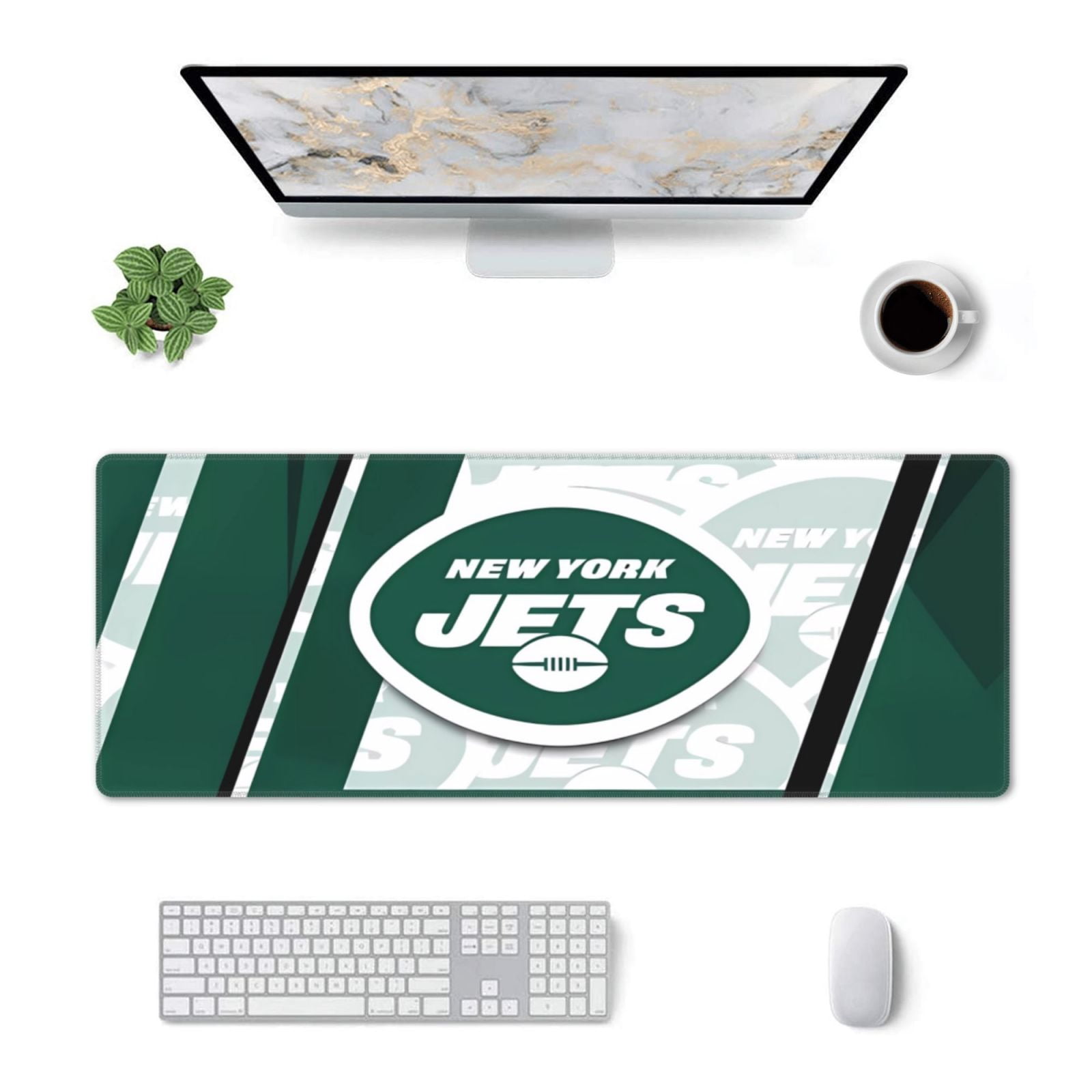 Jets Football Team Pattern Oversized Rubber Keyboard Pad 12x31.5 Inch ...