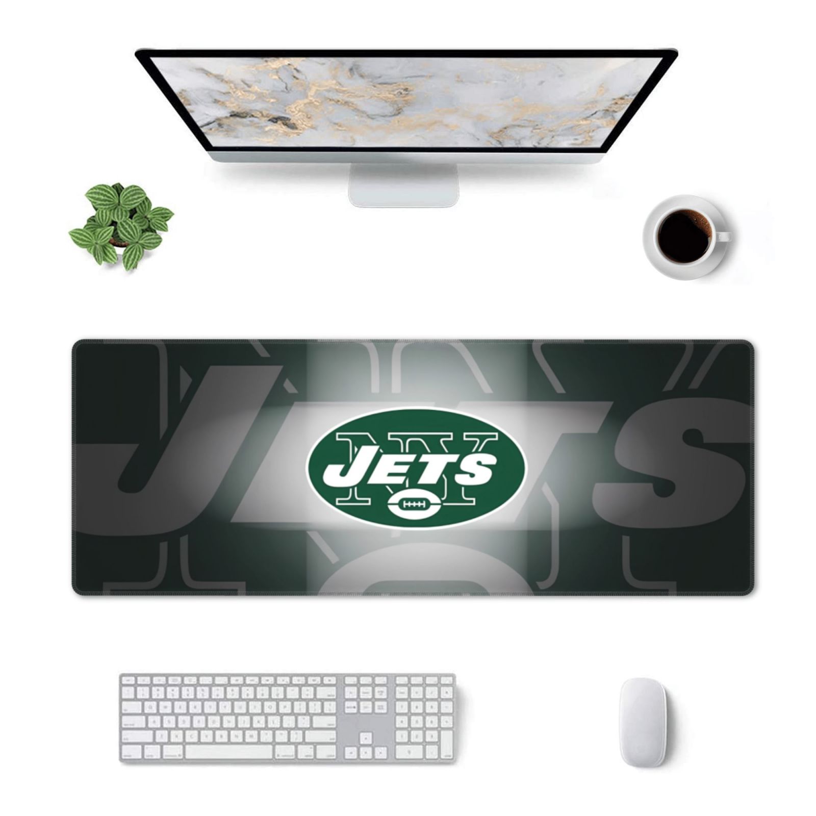 Jets Football Team Pattern Oversized Rubber Keyboard Pad 12x31.5 Inch ...