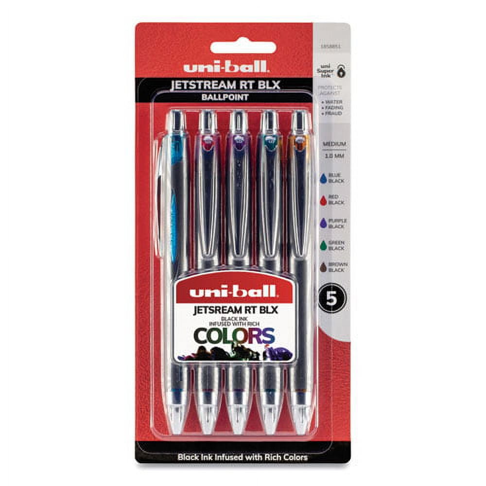 Jetstream Retractable Ballpoint Pen, 1 Mm, Assorted Ink, Black Barrel ...