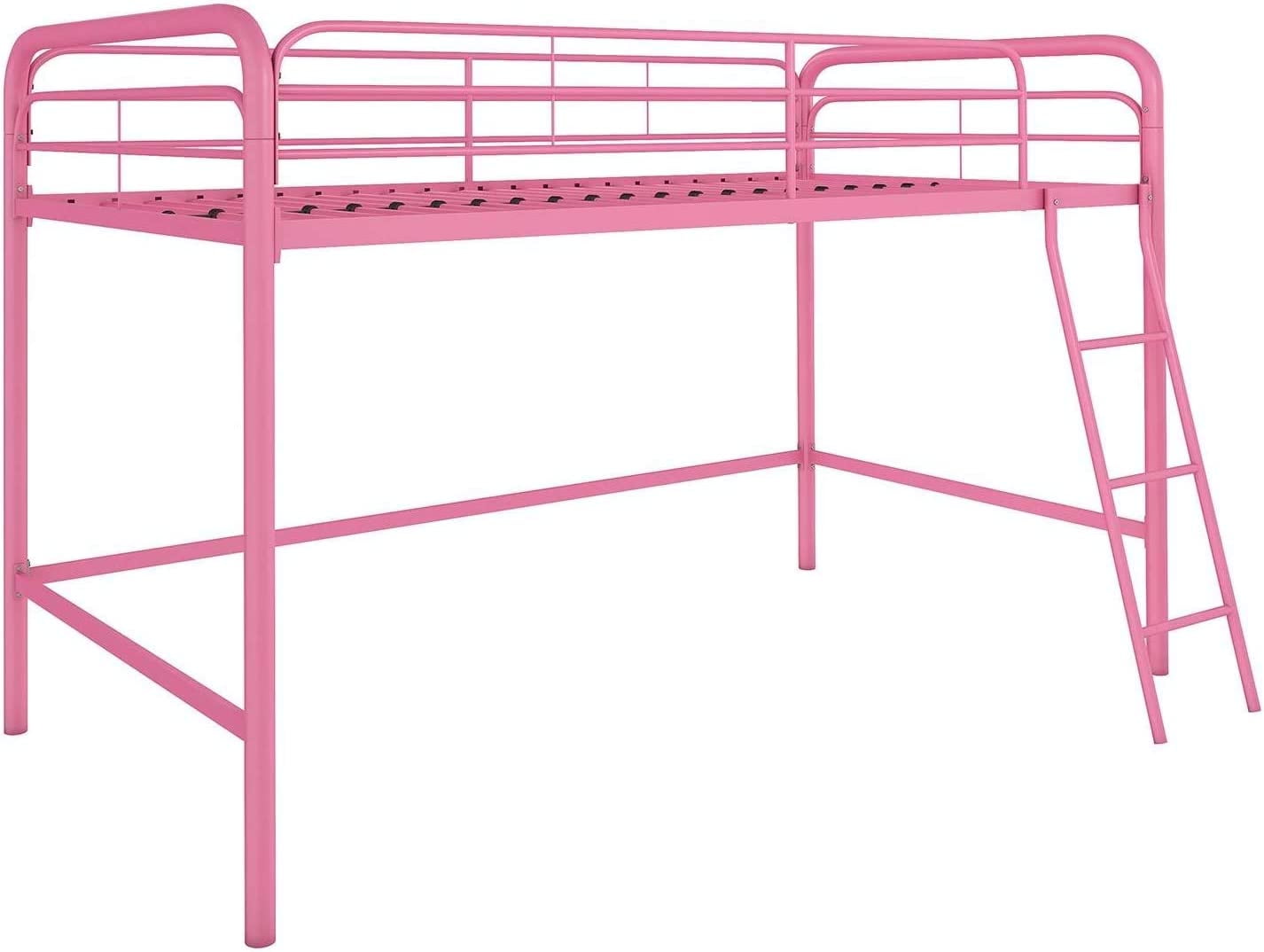 Jett Junior Twin Metal Loft Bed Pink - Walmart.com
