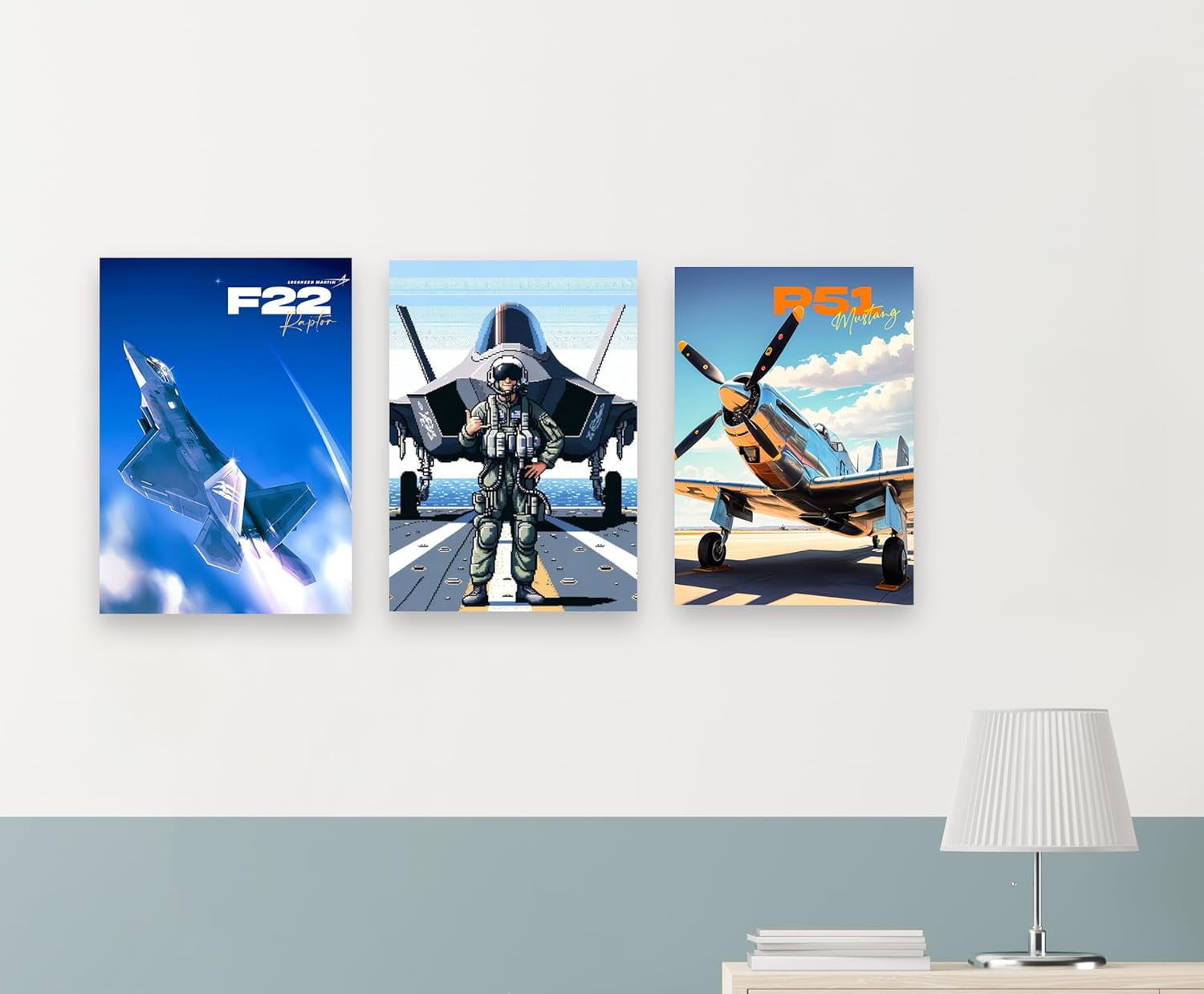 Jett Plane Vertical Canvas Wall Paper Poster Pack - Set of 3, A3 Size ...