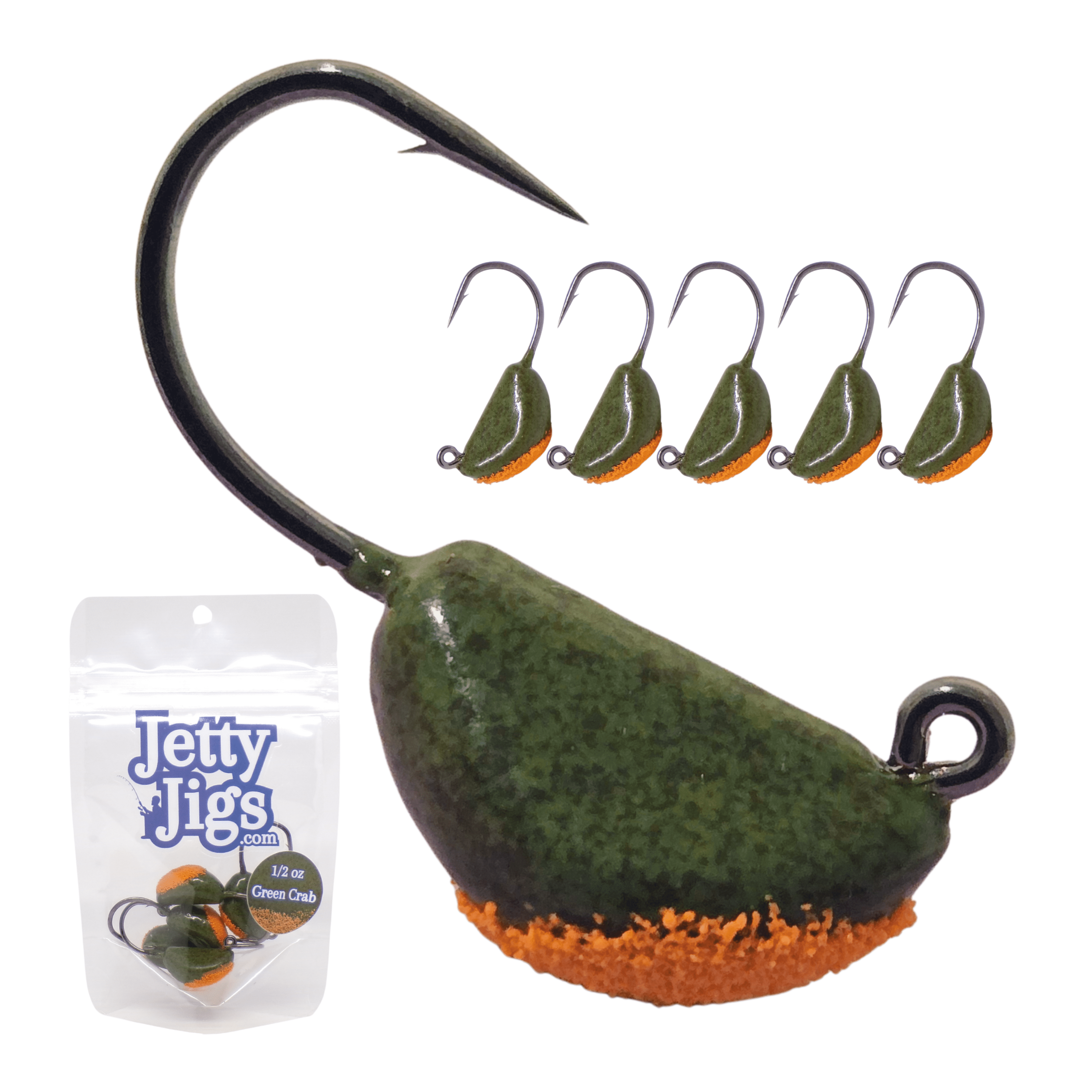 Jetty Jigs Saltwater Jig Heads, 1/2oz, Green Crab, 5 Pack - Walmart.com