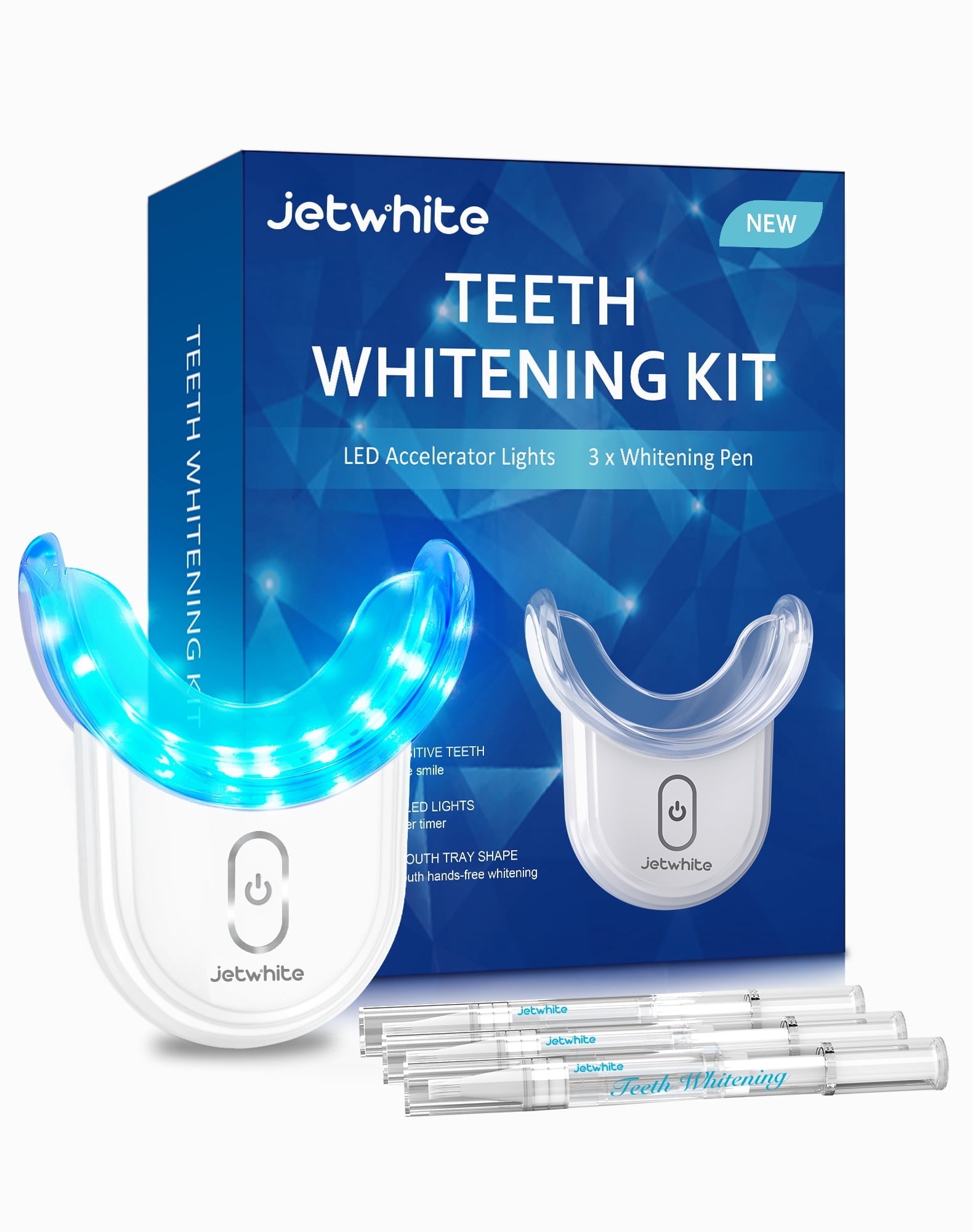 Jetwhite Teeth Whitening Kit, 3 Gels Pen 2 Mouth Trays , 32X LED Light ...
